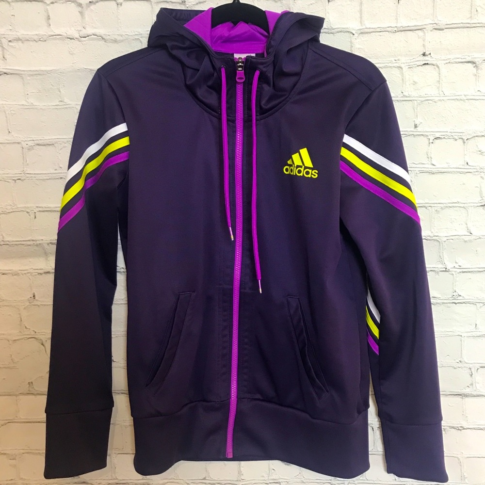 Adidas Zip Up Hoodie Dark Purple - Gem